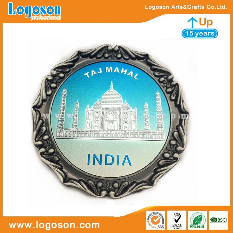 India Taj Mahal Souvenirs Small Plate With Magnet Custom
