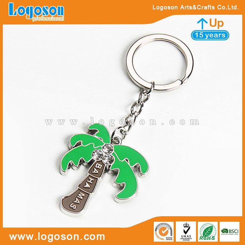 High Quality Metal Bahamas Souvenirs Coconut Tree Keychains