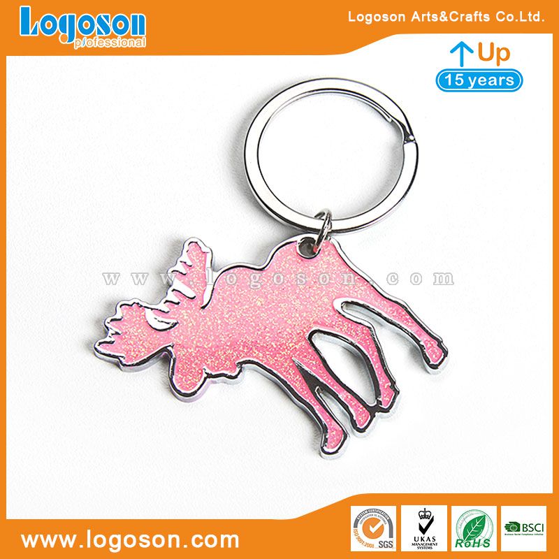 Custom Metal Animal Key Holders Pink Moose Keyrings Wholesale
