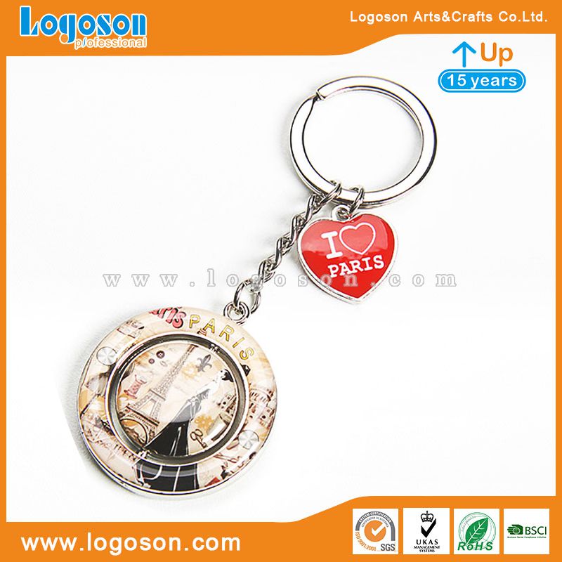 Wholesale Keychain With Epoxy Dome Logo Paris Charms Printed