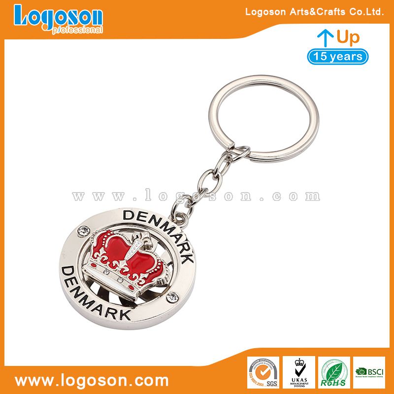 Denmark Crown Royal Keychain Souvenir Metal Keyrings Wholesale