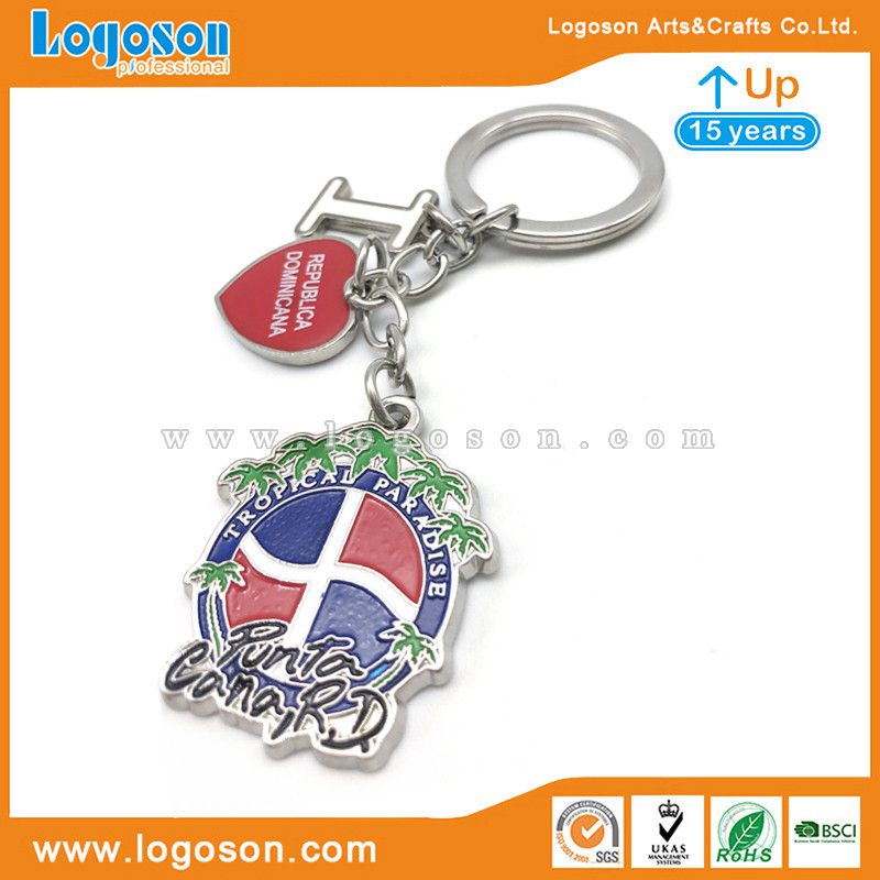 Custom Enameled Shape Metal Keychains Dominica Keyring Wholesale