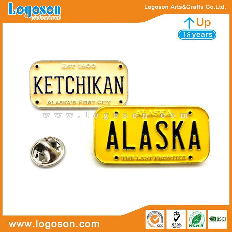 Alaska License Plate Pins Badge Custom Logo Metal Pin Souvenirs