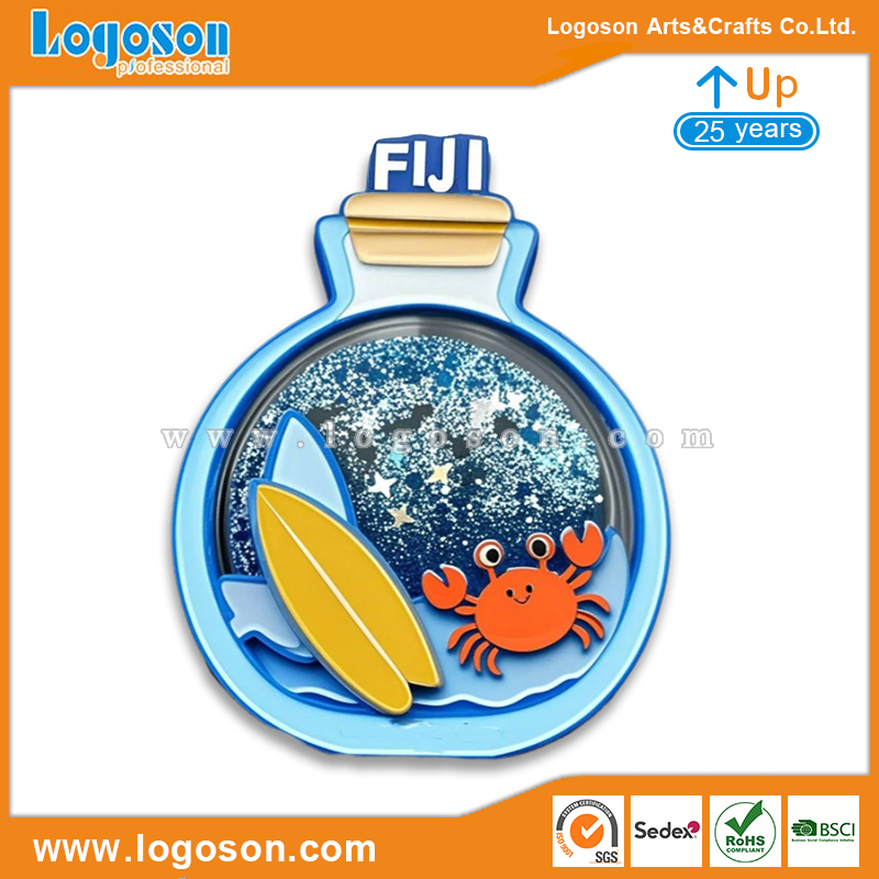 New Enamel Fiji Flowing Sand Drifting Bottle Fridge Magnet Souvenir ...