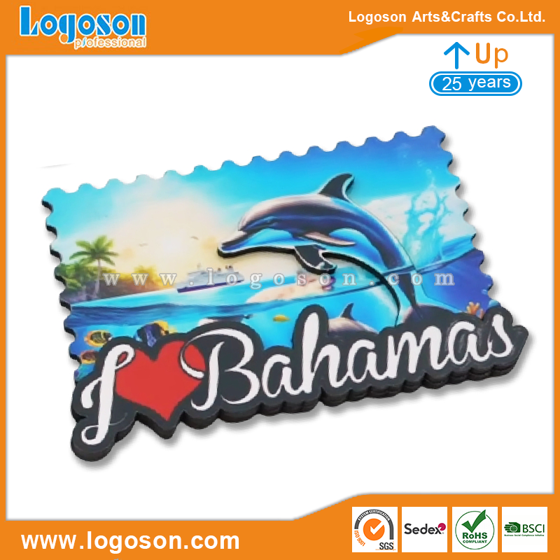 Custom 3D MDF Bahamas Fridge Magnet Unique Dolphin Design Vibrant Ocean ...