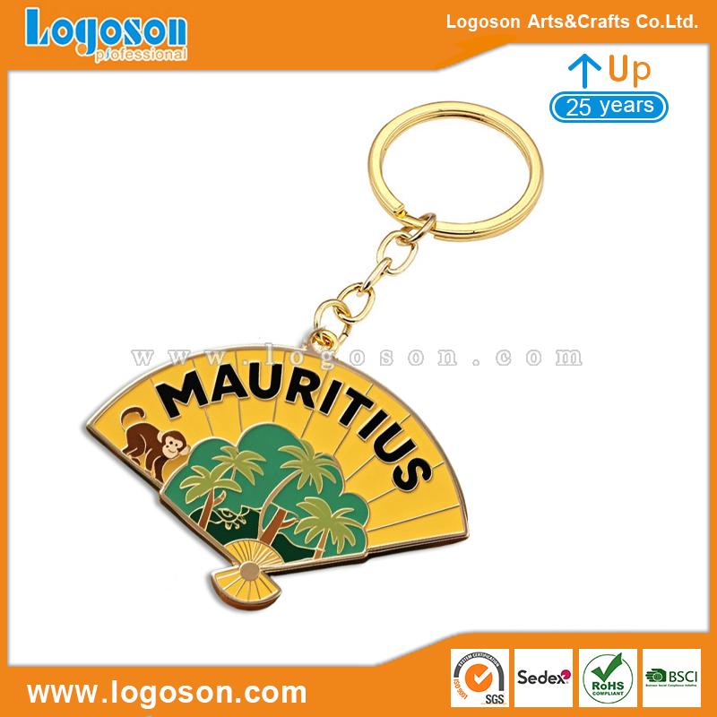 Fan Shaped Cartoon Mauritius Monkey Key Ring Animals Enamel Gift Keychains